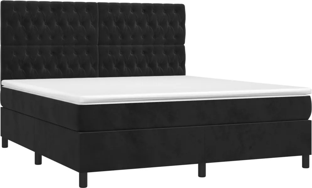Box spring postel s matrací černá 180x200 cm samet 3143219