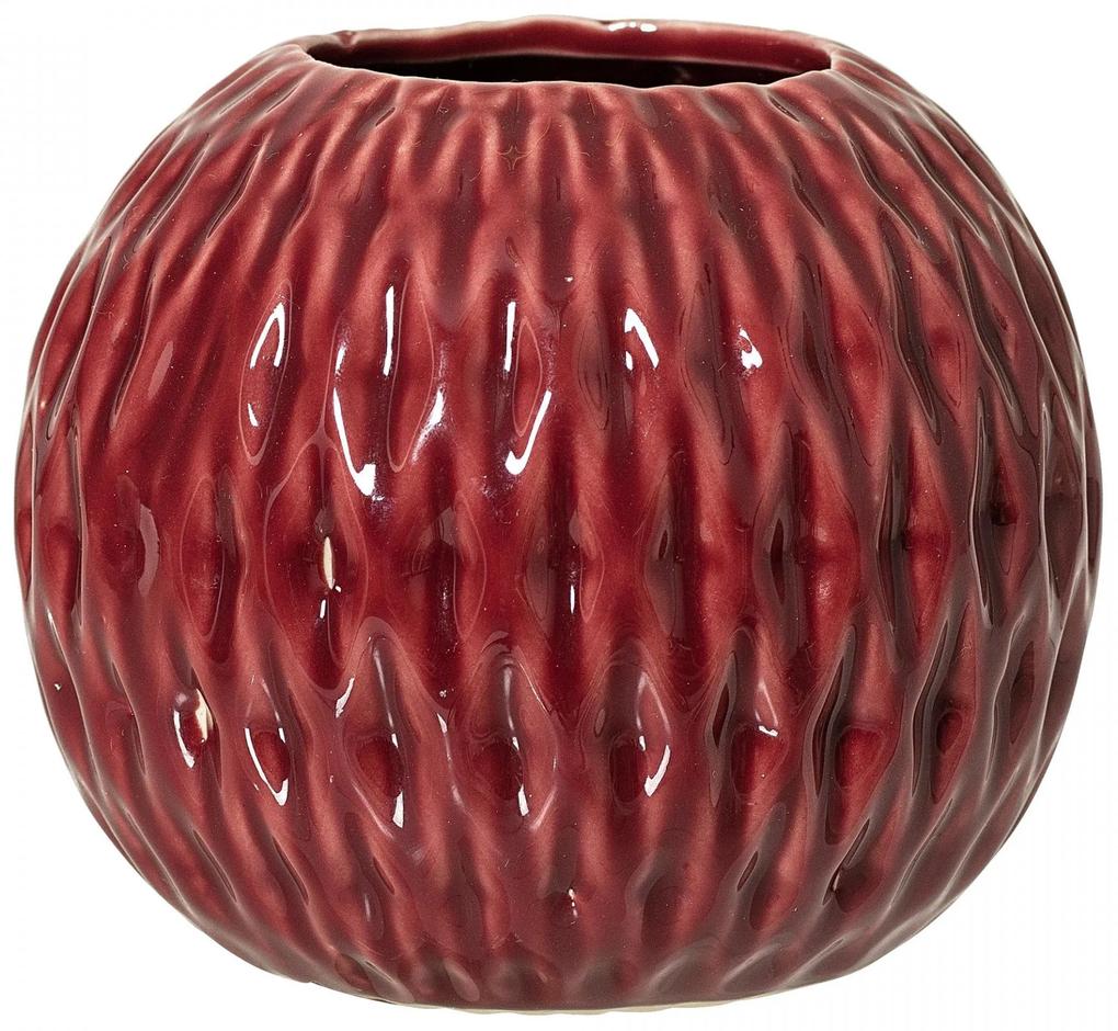 Bloomingville Keramická váza Red 10cm, červená barva, keramika