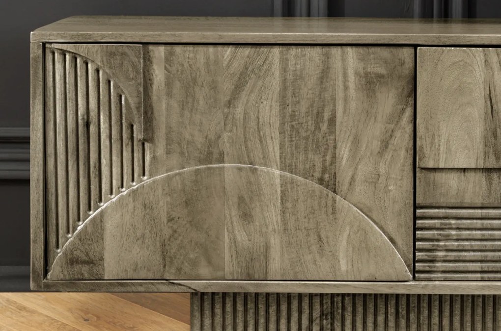 Invicta Mangový TV stolek ART DECO šedá 200 cm 46804