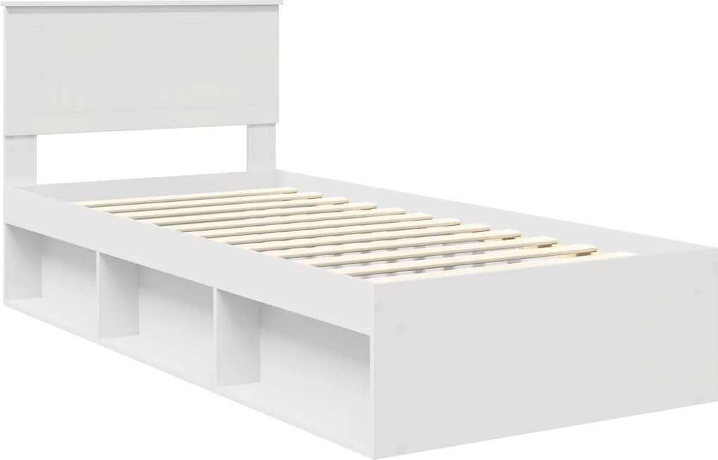 Rám postele s čelo Bílá 90 x 200 cm Masivní borové dřevo 3410645