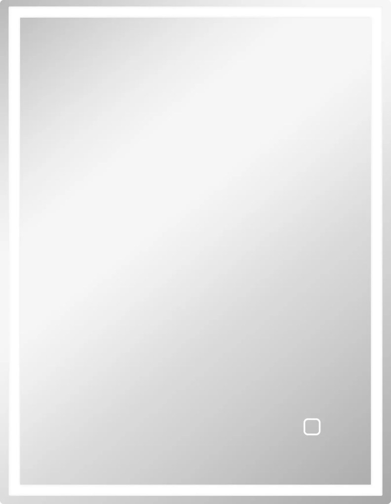 HOMCOM Koupelnové zrcadlo s osvětlením 90x70 cm LED zrcadlo Nástěnné zrcadlo s paměťovou funkcí 3 barvy světla Stříbrná