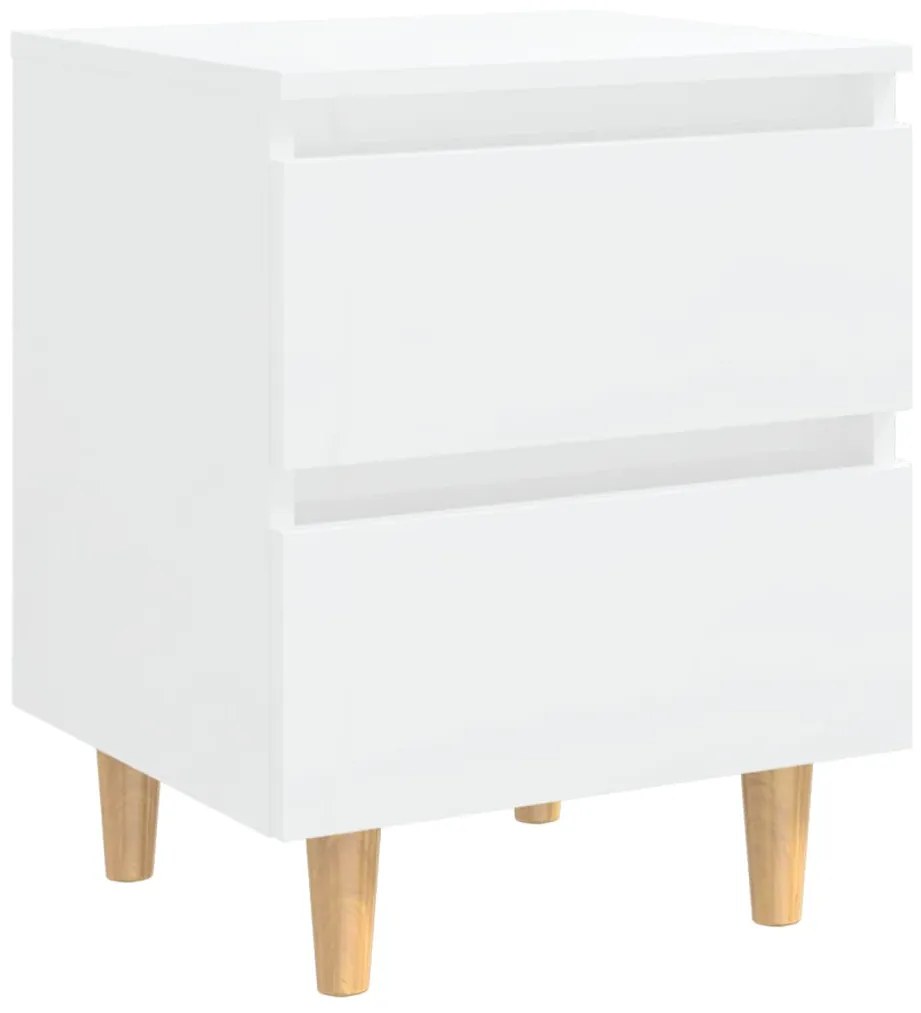 vidaXL Noční stolek bílý s vysokým leskem nohy z borovice 40x35x50 cm