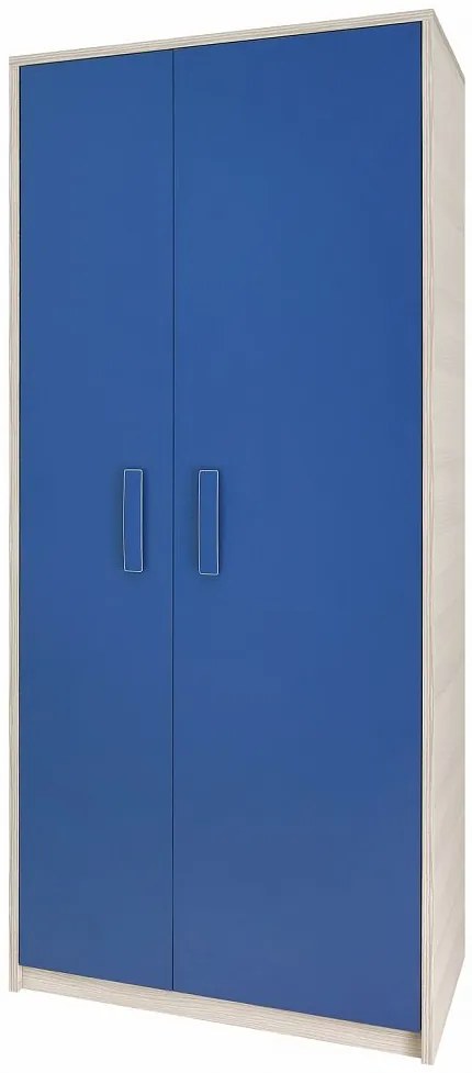 Šatní skříň Irving 2, LTD + ABS, jasan / modrá, 90x203x54 cm