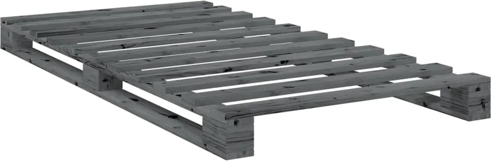 Rám postele s čelem šedý 100 x 200 cm masivní borové dřevo 3281545