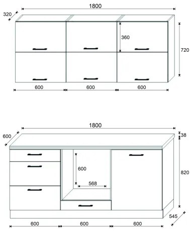 Kuchyňská linka ELISE 180 cm grafit