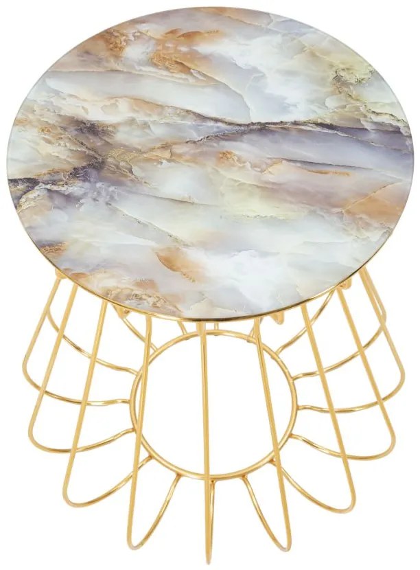 Zlatý kulatý odkládací stolek Mauro Ferretti Loga, 48x52 cm