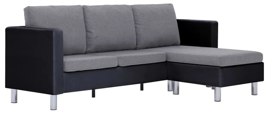 vidaXL 282204 Marketos 3-Seater Sofa with Cushions Black Faux Leather
