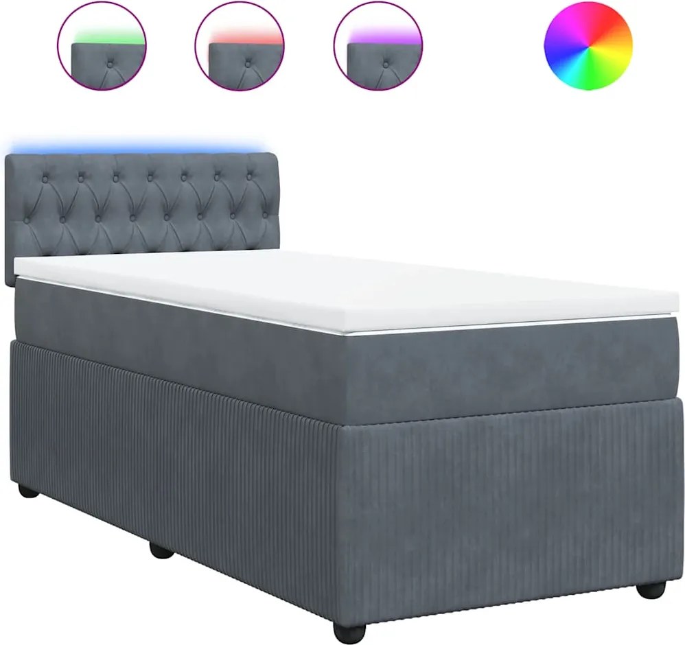 Box spring postel s matrací tmavě šedá 100x200 cm samet 3289969