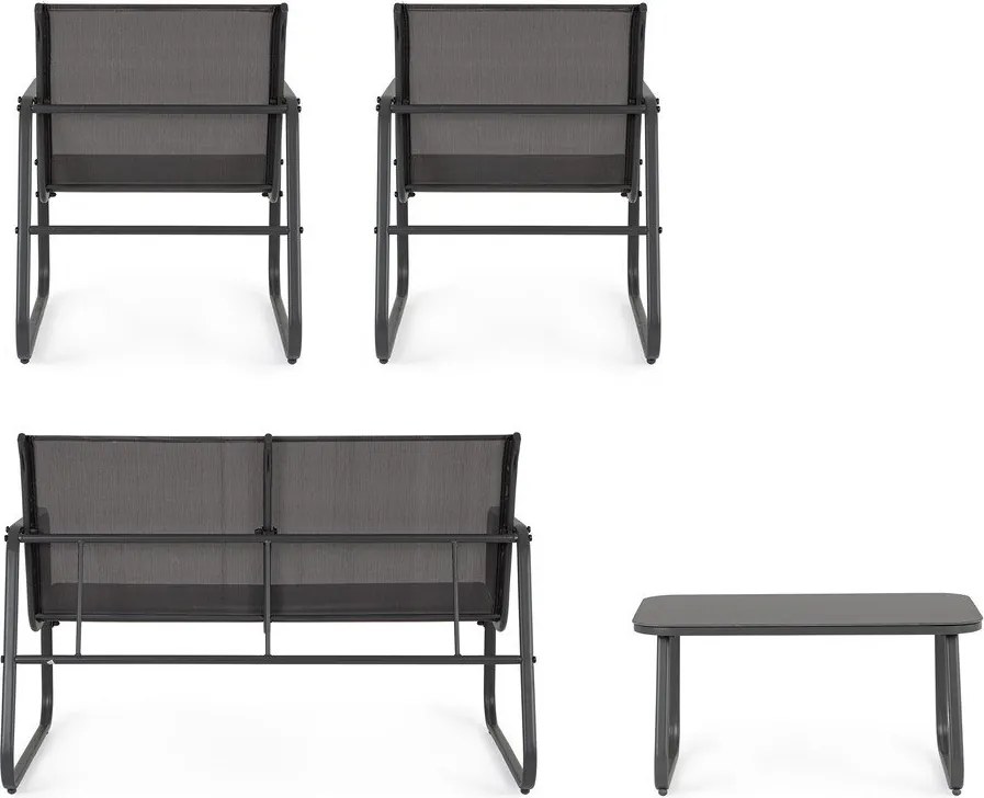 Antracitový ocelový zahradní lounge set pro 4 Gonzalo – Bizzotto