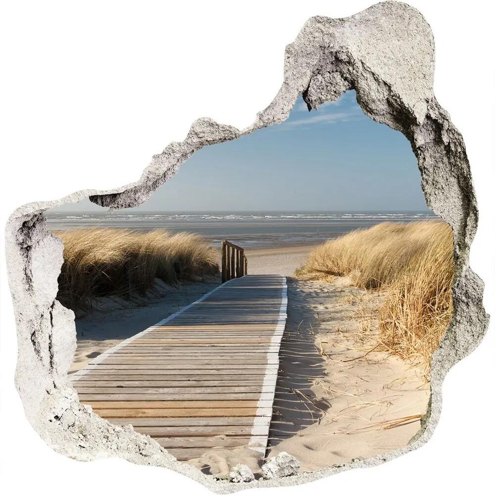 Wallmuralia Díra 3D ve zdi nálepka Stezka na pláž 75x75 cm
