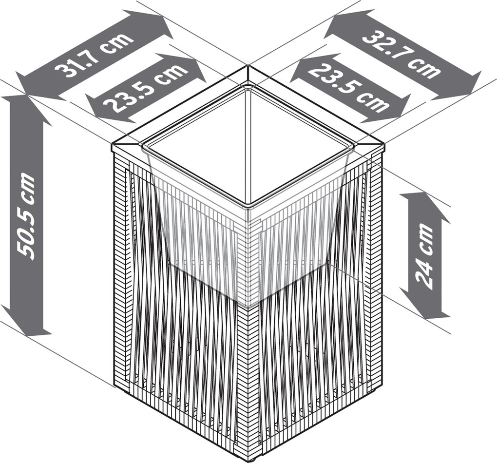 Tchibo - Květináč s textilním výpletem - barva: šedá