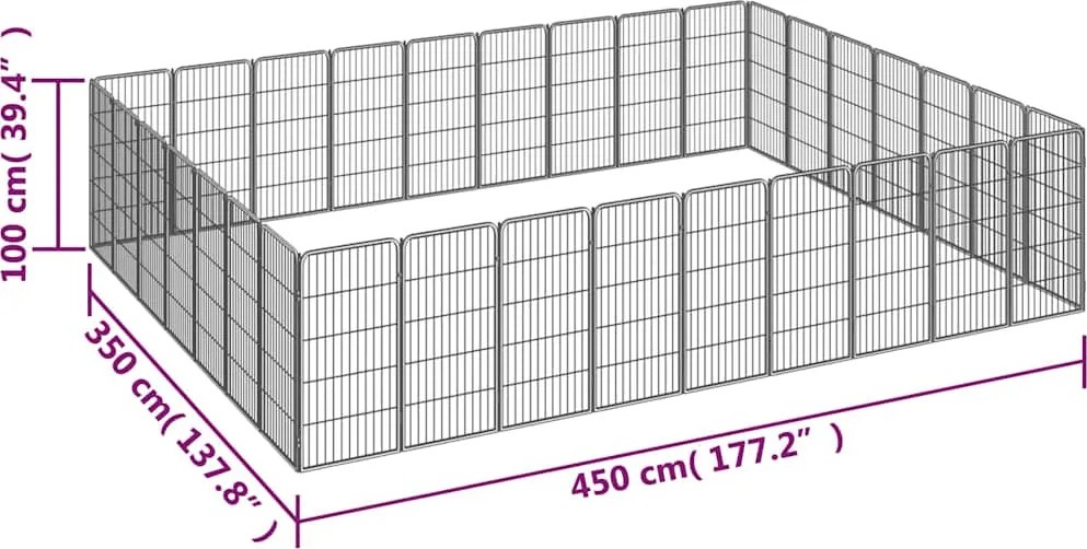 32panelová ohrádka pro psy černá 50 x 100 cm práškovaná ocel 3115964