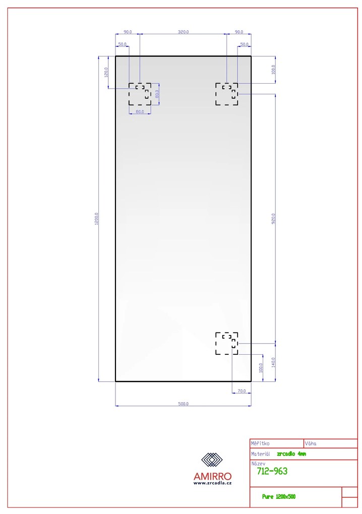 AMIRRO Zrcadlo na chodbu do předsíně nástěnné PURE 5 mm 50 x 120 cm s leštěnou hranou 712-963