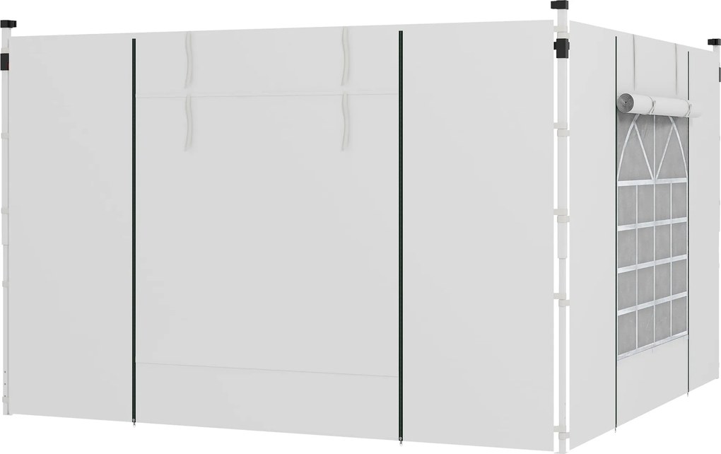 Boční panely altánu Outsunny sada 2 bočních panelů s oknem a dveřmi pro párty stan 3x3/3x6 m, Oxford, bílá