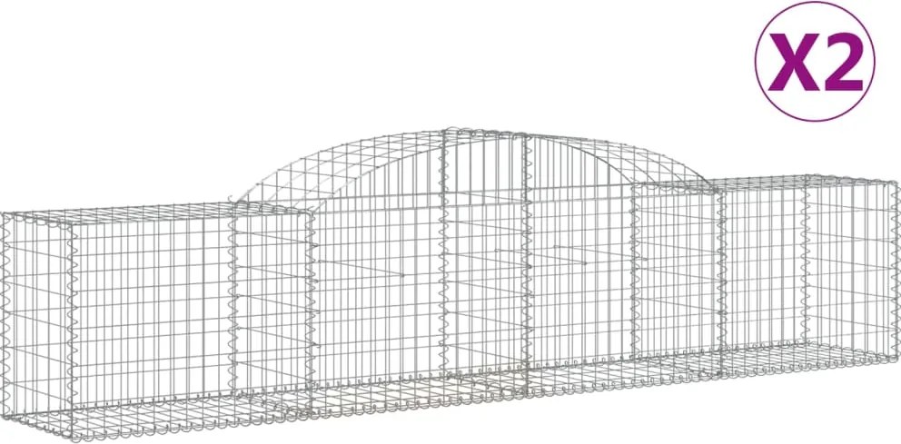 Klenuté gabionové koše 2 ks 300x50x60/80 cm pozinkované železo 3146665