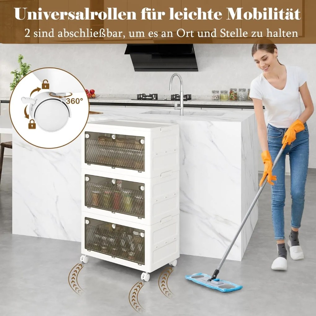 Costway Úložný box s víkem, stohovací boxy, skládací skladovací – bílý