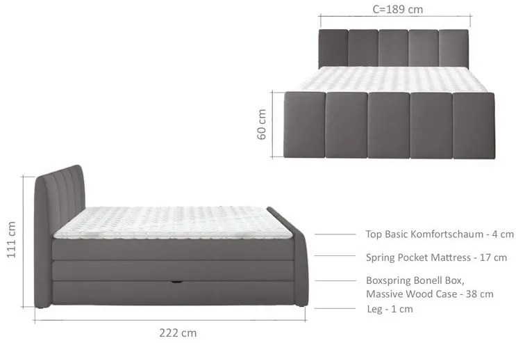 Postel boxspring Fresco 180x200 cm, béžová látka