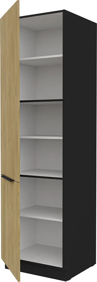 CREMONA cc | vysoká skříňka 60 DK-210 2F potravinová s policemi | 60 cm | černá/cremona