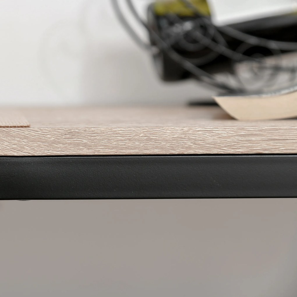 HOMCOM Barový stůl se 2 židlemi 3-dílná stolová sestava barová židle MDF v přírodní a černé barvě 89x45x87cm do kuchyně a jídelny