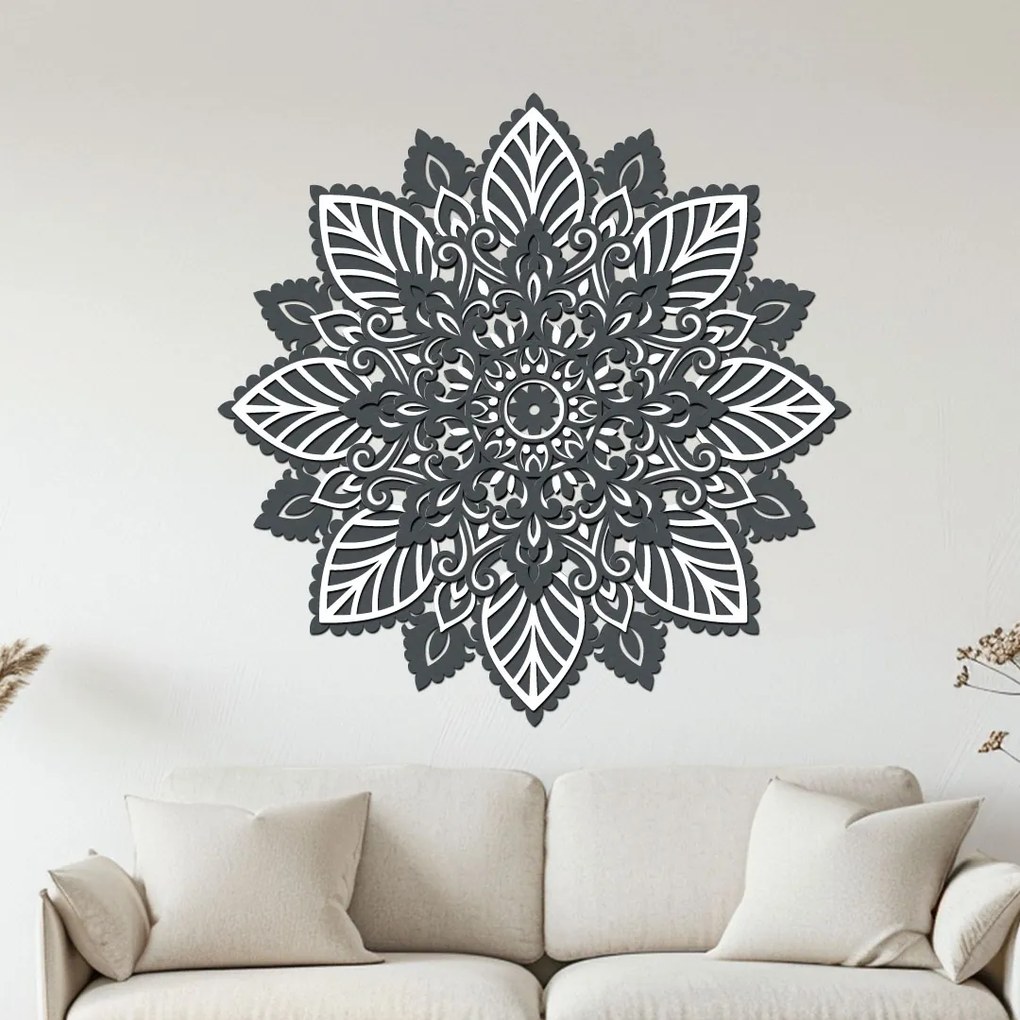 dřevo života 3 vrstvá mandala VDĚČNOSTI Rozměry (cm): 40x40, Zvolte barevný dekor: antracitová-bílá