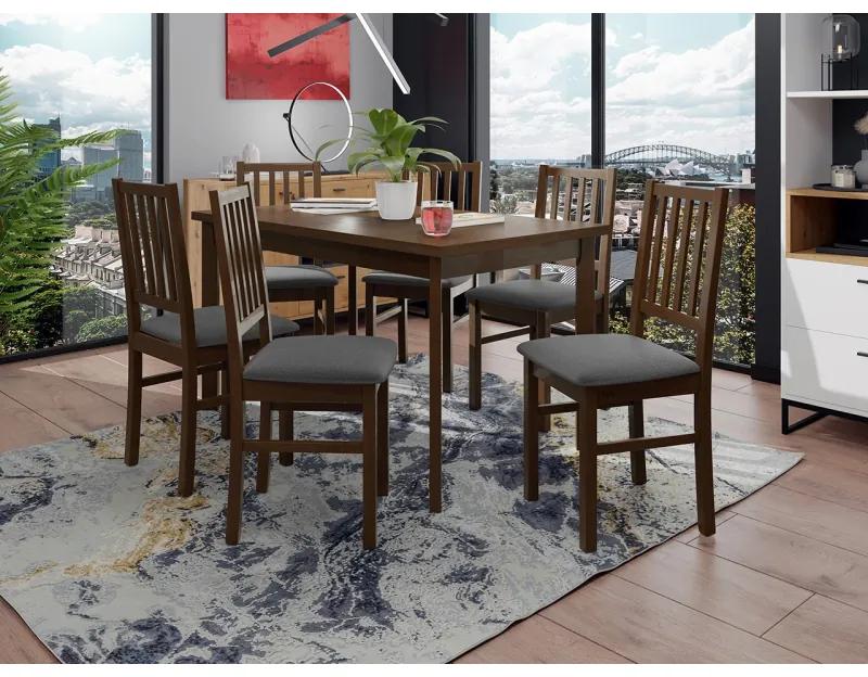 Rozkládací jídelní stůl se 6 židlemi AL15, Barva dřeva: sonoma-L, Potah: Hygge D91