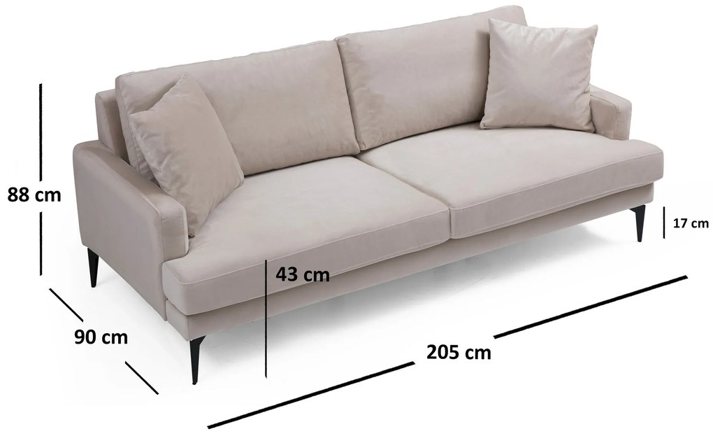 Atelier del sofa Třímístná pohovka PAPIRA béžová 560ARE1310