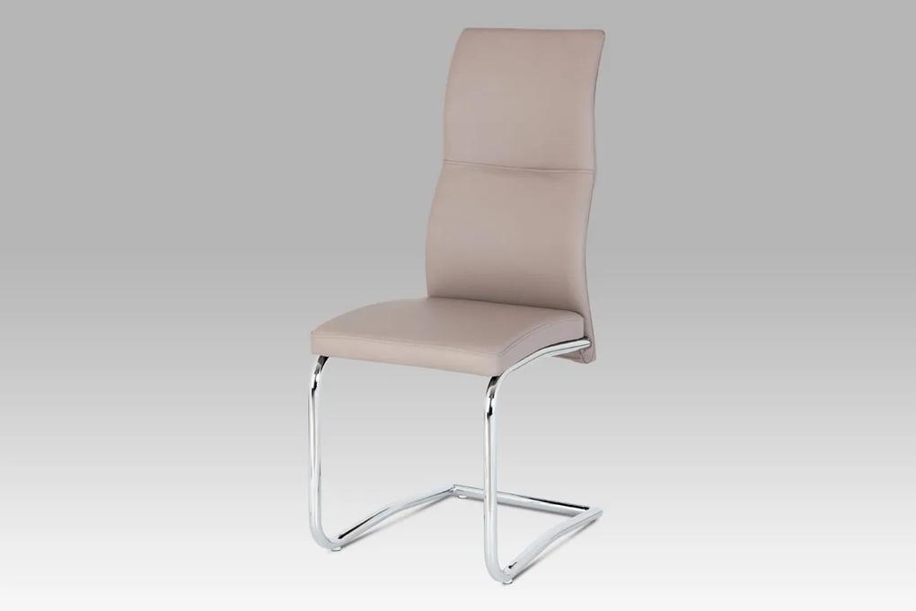 Artium Jídelní židle lanýžová koženka / chrom - DCL-995 LAN