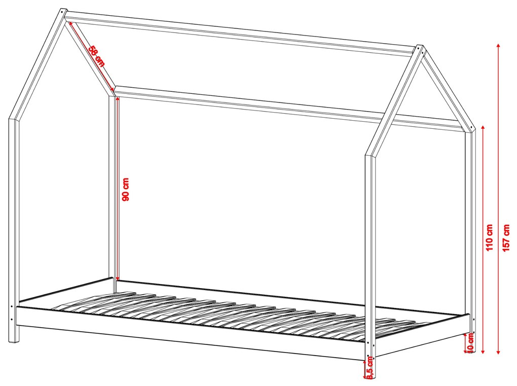 Legno Dětská postel ve tvaru domku Lucie grafit Rozměr (cm): 80x160