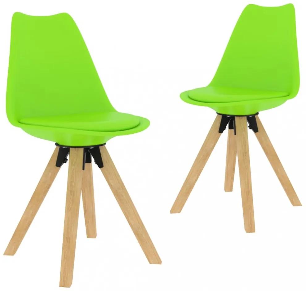 Jídelní židle 2 ks plast / umělá kůže / buk Dekorhome Světle modrá