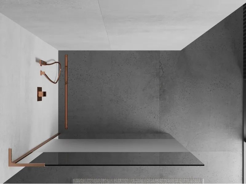 Mexen Kioto L, sprchová zástěna Walk-In 90 x 200 cm, 8mm čiré sklo-námraza, měděný matný profil, 800-090-103-65-35