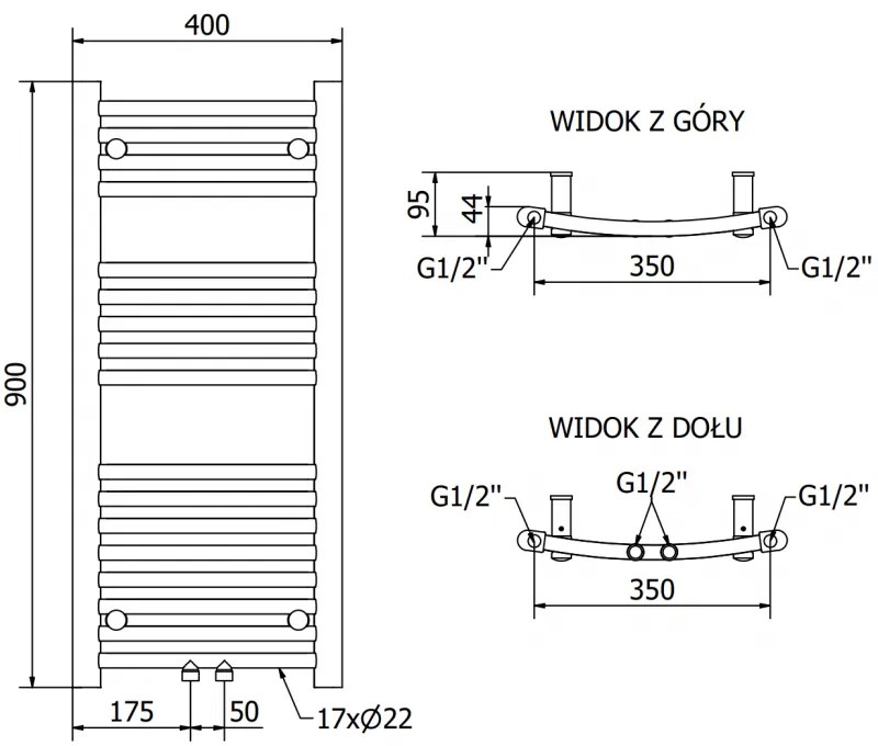 Mexen Ares, elektrické topné těleso 900 x 400 mm, 300 W, zlatá lesklá, W102-0900-400-2300-50