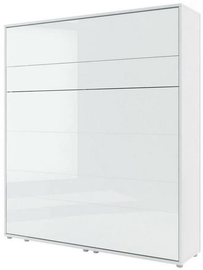 Vysoká sklápěcí postel ve skříni dvoulůžko MONTERASSO, 180x200, barva bílá lesk/bílá mat
