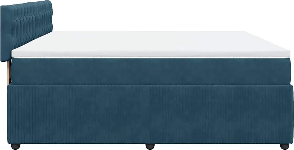 Box spring postel s matrací modrá 200 x 200 cm samet 3290140
