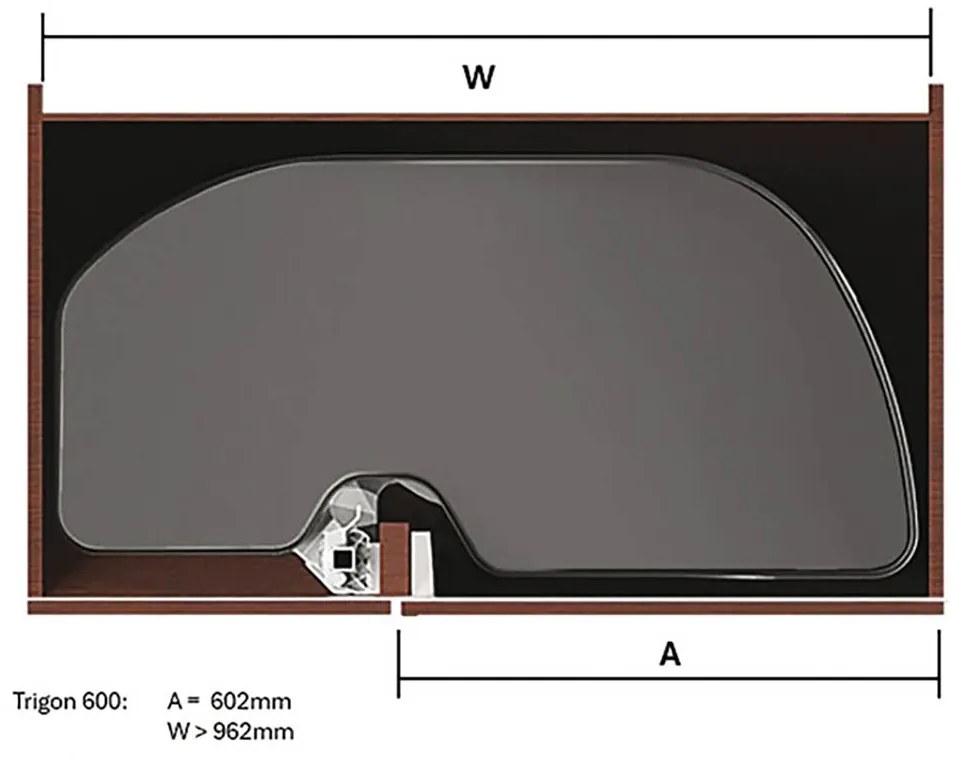 Výsuvná police TRIGON LEDVINKA do rohové skříňky D100N | 600 mm | LEVÁ | antracit