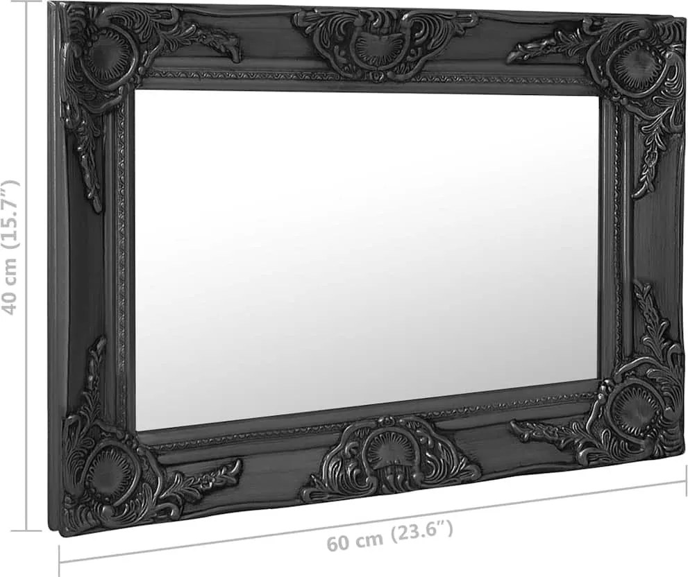 Nástěnné zrcadlo barokní styl 60 x 40 cm černé 320331