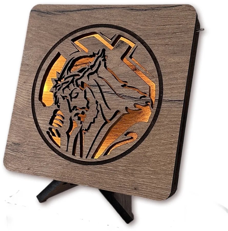 Li-Go "Ježíš a kříž" lampa 19x19cm provedení povrchu: dub světlý