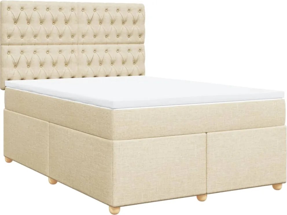 Box spring postel s matrací krémová 160x200 cm textil 3291343