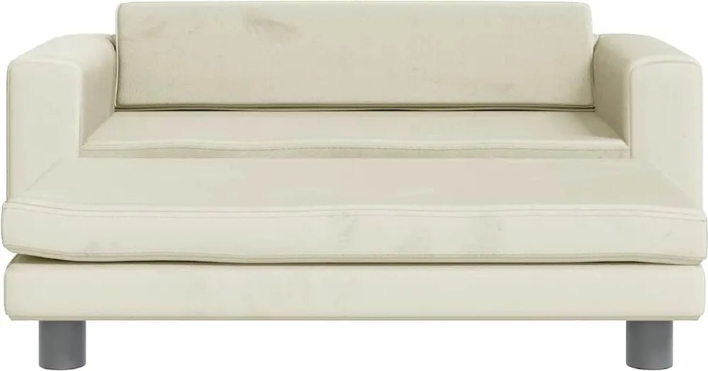 Dětská pohovka s podnožkou krémová 100 x 50 x 30 cm samet 3196413