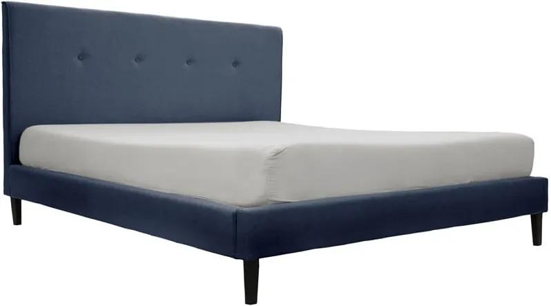 Modrá postel s černými nohami Vivonita Kent, 160 x 200 cm