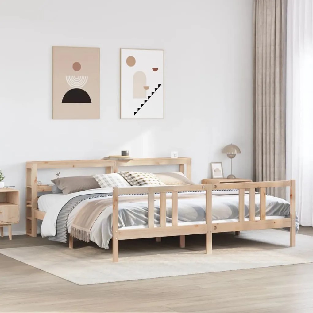 Rám postele s čelem 200 x 200 cm masivní borové dřevo 3305977