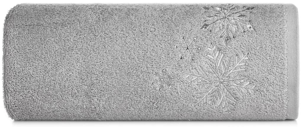 Bavlněný vánoční ručník šedé barvy s jemnou stříbrnou výšivkou