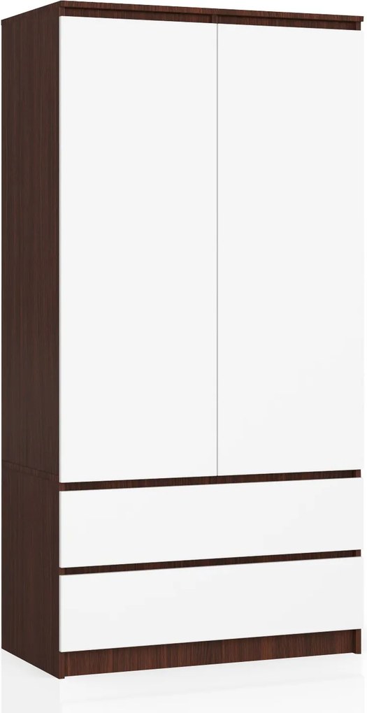 Šatní skříň S90 2D2SZ wenge/bílá