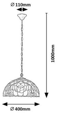 Brilagi - Tiffany vytrážový lustr na řetězu GARLAN 2xE27/60W/230V