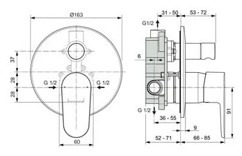 Ideal Standard Cerafine O - Vanová baterie pod omítku, komplet, Černá matná A7193XG