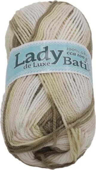Bellatex Příze LADY de Luxe BATIK 100g / 238 m bílá, béžová