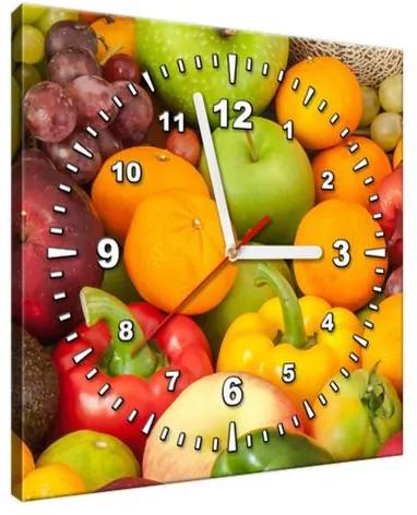 Tištěný obraz s hodinami Ovoce a zelenina 30x30cm ZP1163A_1AI