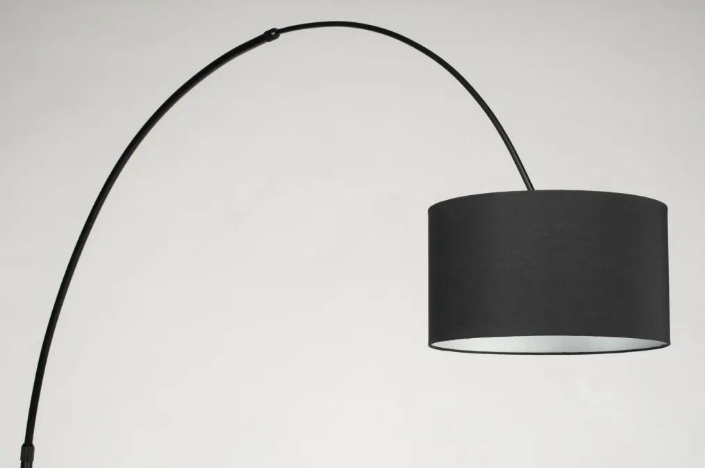 Stojací designová oblouková lampa Dallas Black and Black