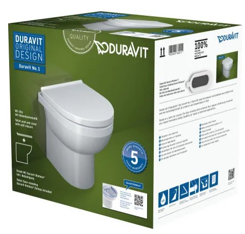 Duravit No.1 - SET Stojící WC, Rimless + sedátko se sklápěcí automatikou, bílá 41840900A1