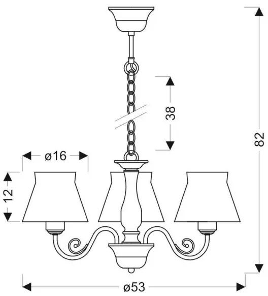 Lustr na řetězu ZEFIR 3xE27/40W/230V