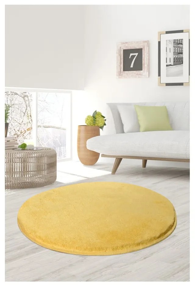 Žlutý koberec Milano, ⌀ 90 cm